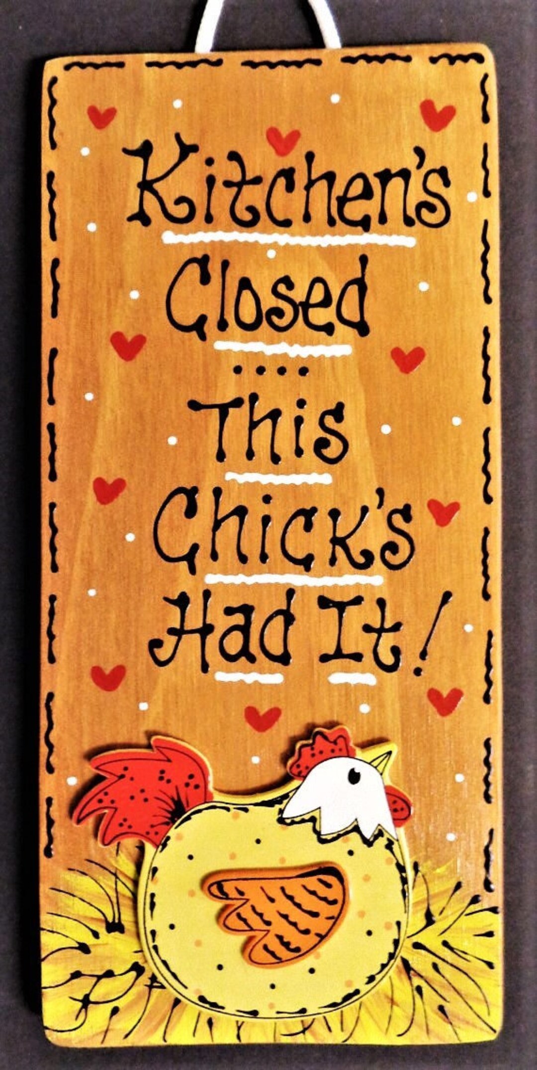 Stained Sign CHICKEN Kitchen's Closed Plaque Wall Decor Rooster Country ...