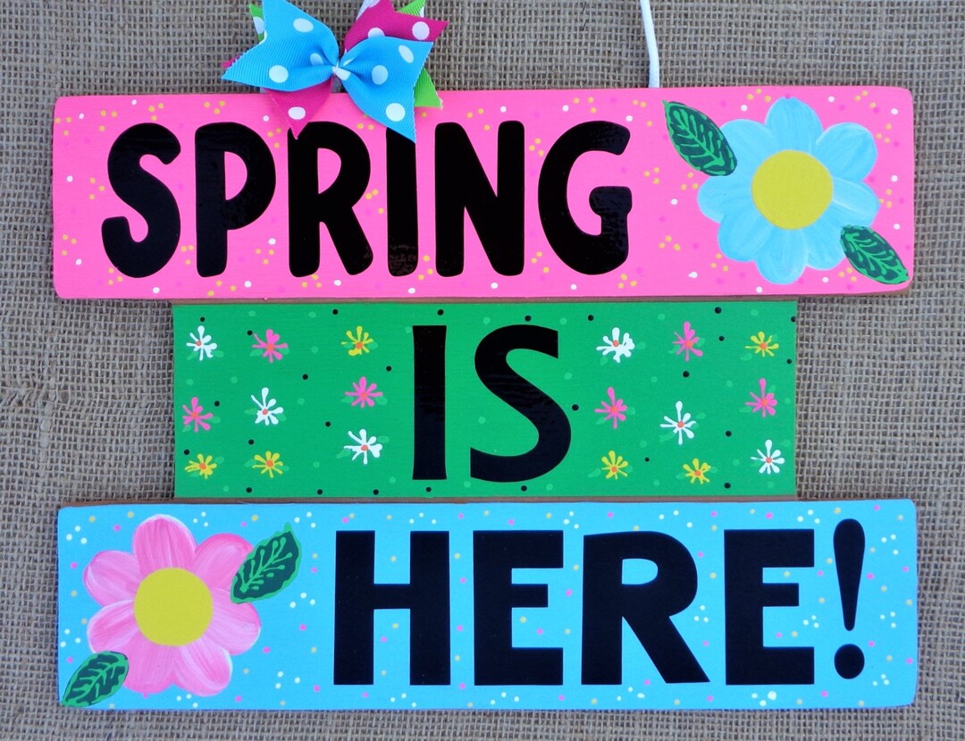 Spring is Here Easter Flowers 1 PIECE SIGN Wall Art Door Holiday Hanger ...