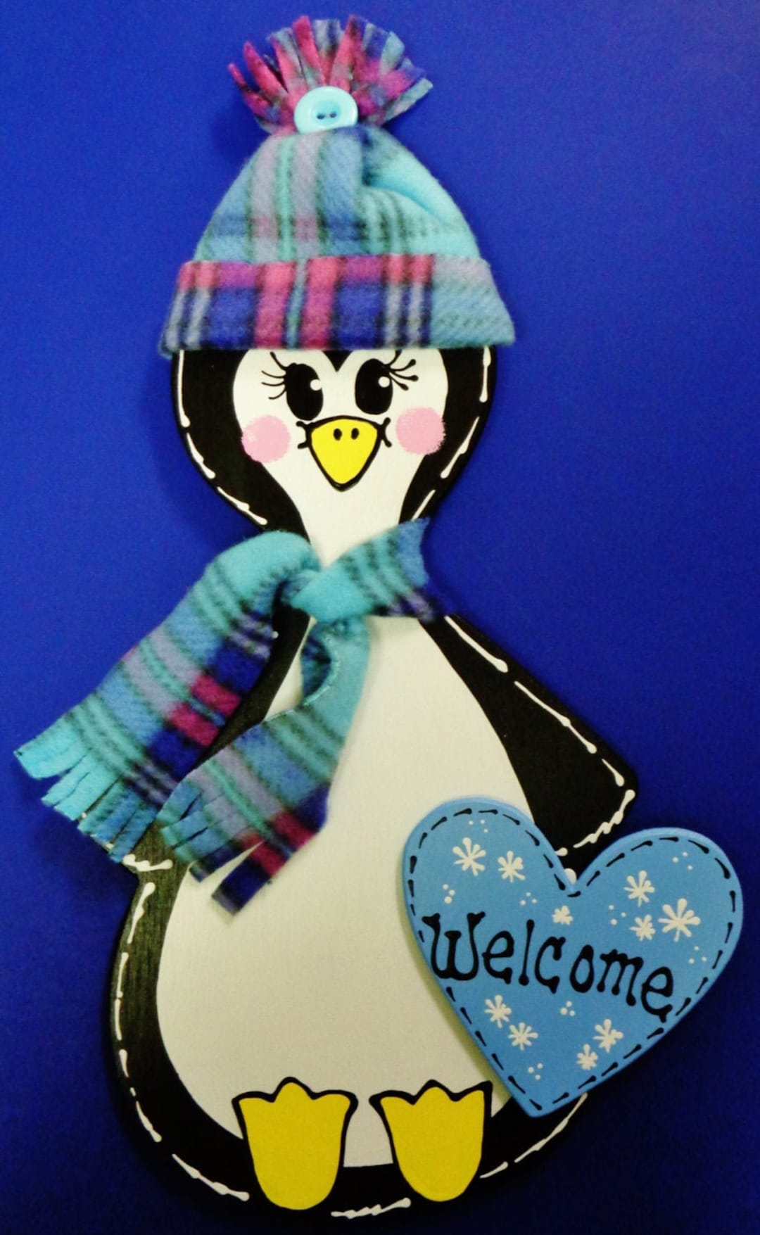 WELCOME PENGUIN SIGN Winter Season Holiday Plaque Christmas Wall & Door ...