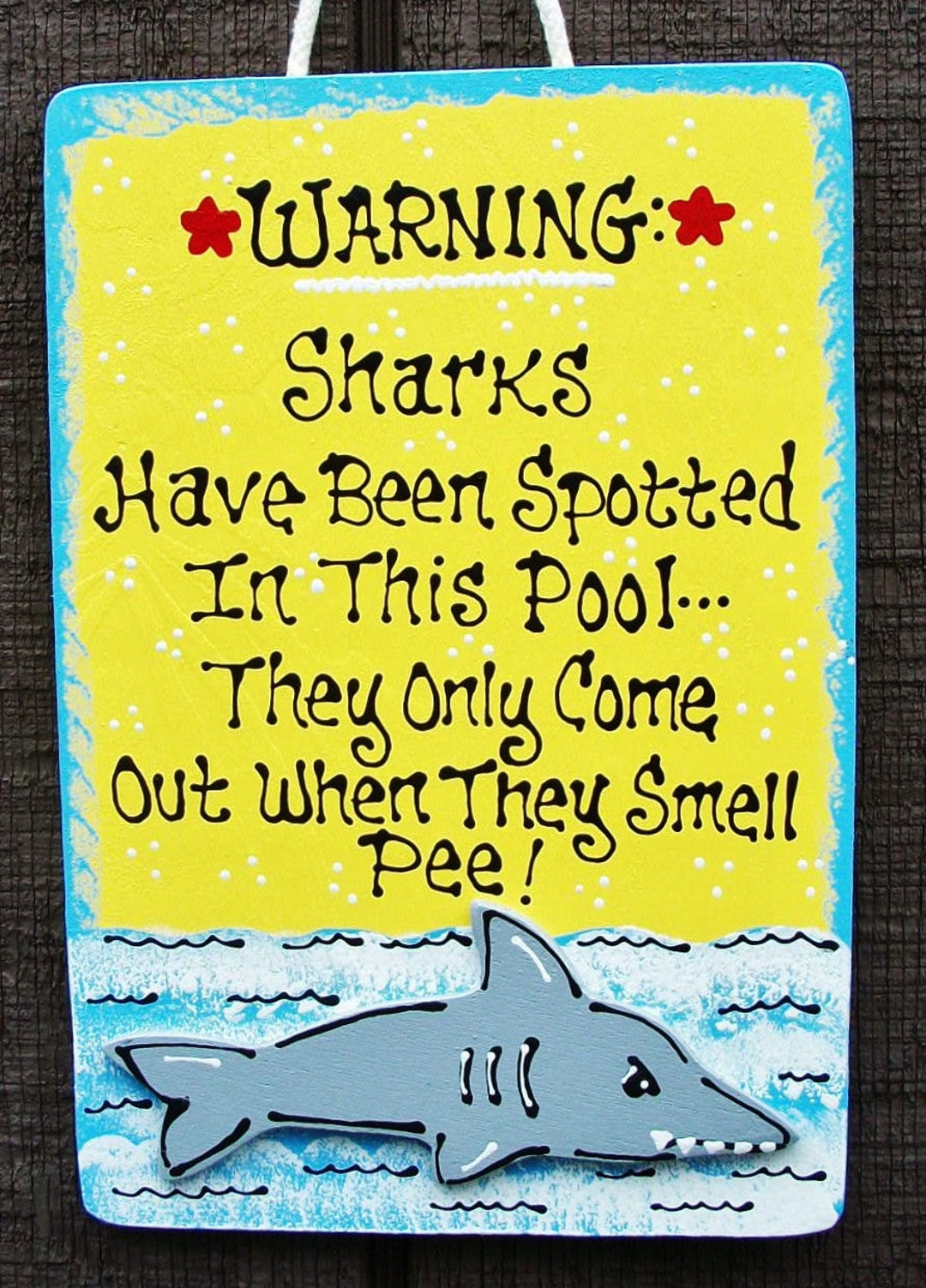 SHARK Don't Pee in POOL SIGN Deck Tropical Tiki Swimming Plaque Decor ...