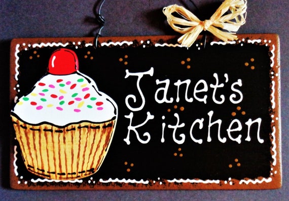CUPCAKE Personalized Name KITCHEN Sign Decor Handcrafted Wood | Etsy