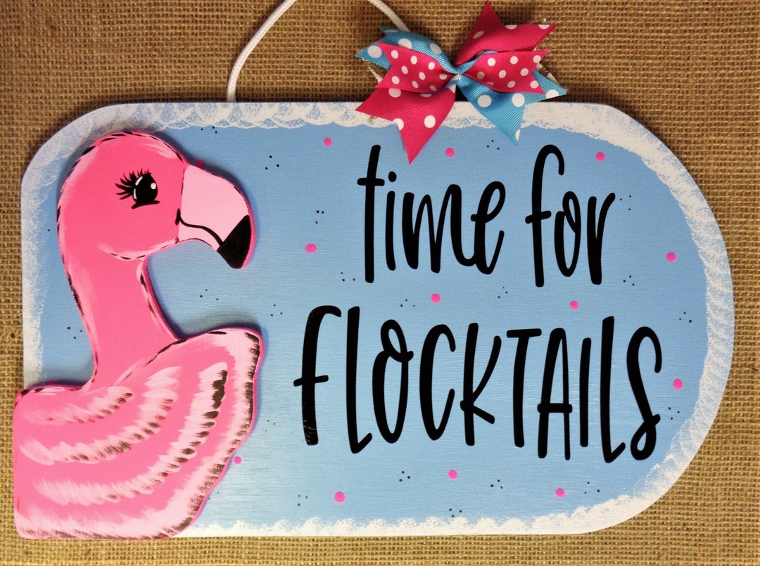Time for Flocktails Flamingo Sign: Tropical Tiki Bar Decor - Etsy