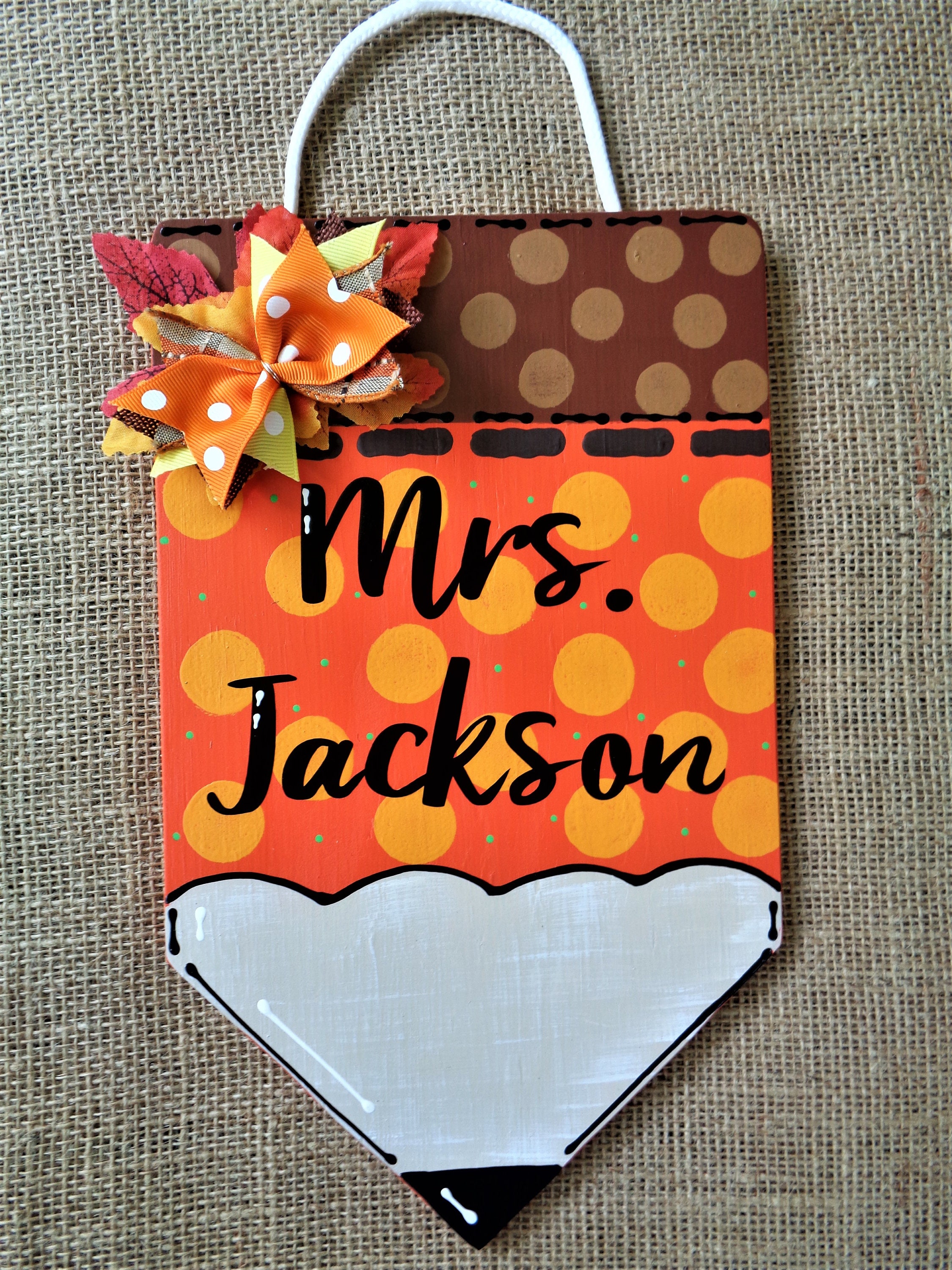 Personalized TEACHER Fall PENCIL SIGN Name Plaque School Class Fall ...