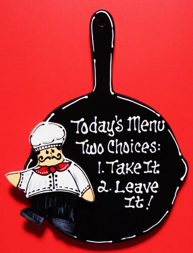FAT CHEF SKILLET Kitchen Sign Today's Menu Bistro Style - Etsy
