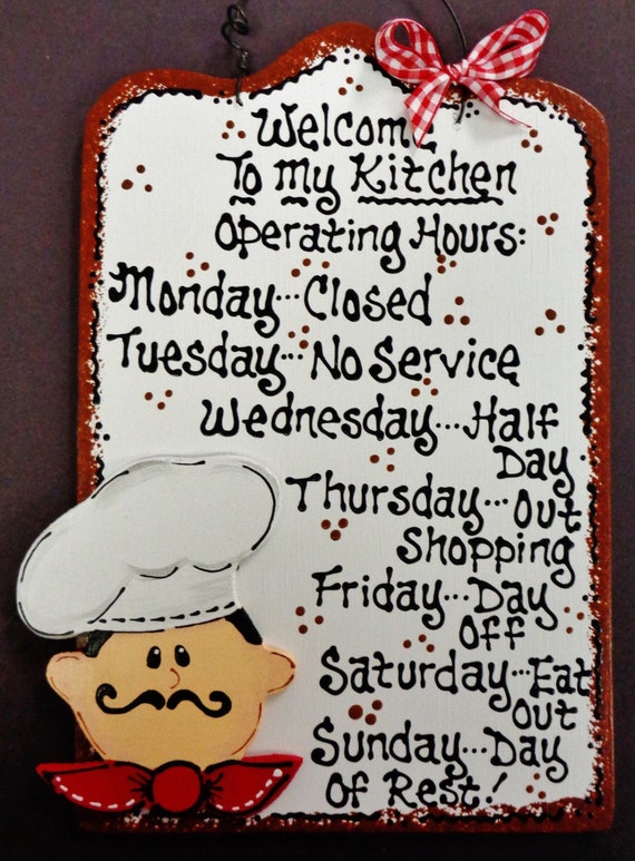 FAT CHEF OVERLAY Kitchen Hours Sign Plaque Country Wood Wall | Etsy