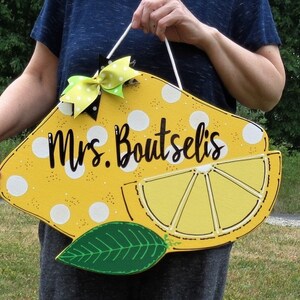 Personalized LEMON TEACHER SIGN Class Classroom Name Room Door Plaque ...