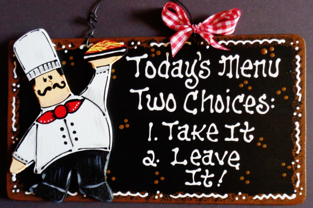 FAT CHEF OVERLAY Today's Menu Kitchen Sign Bistro Cucina Decor Wall ...