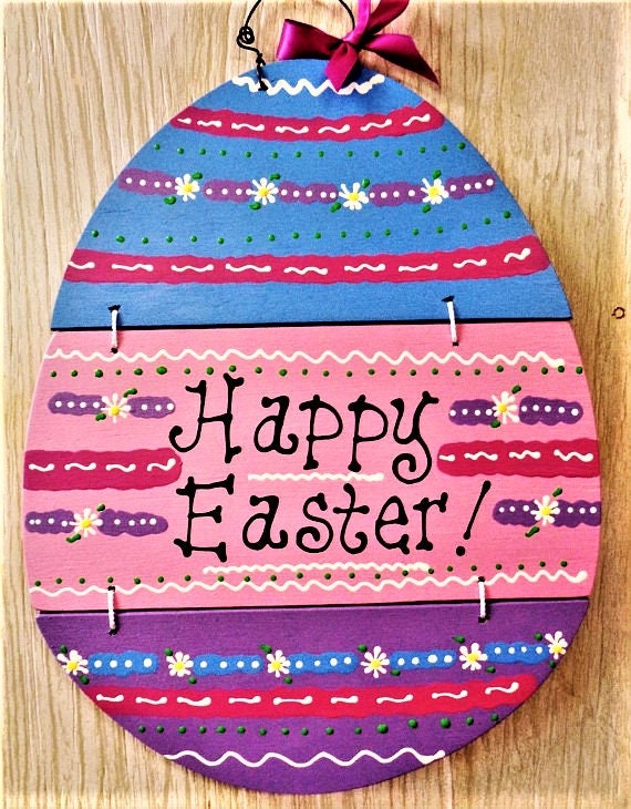 Happy Easter EGG Door Wall Sign Plaque Holiday Decor Seasonal | Etsy