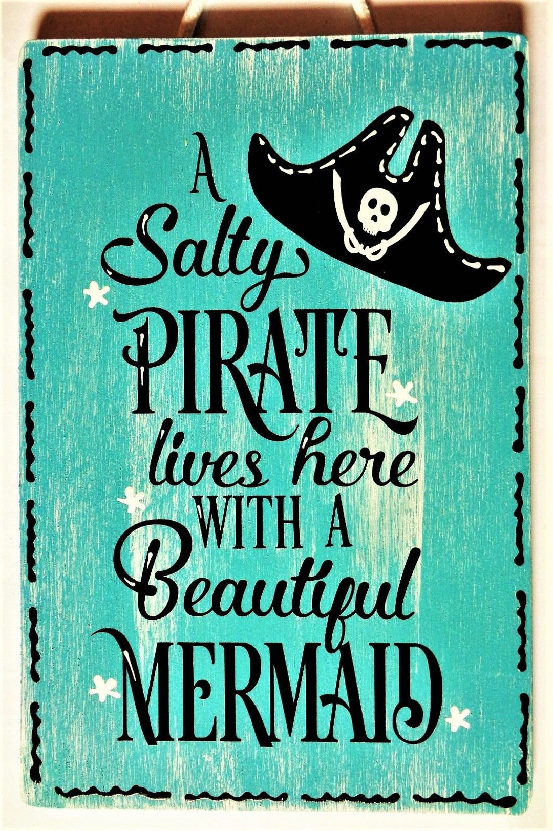 Salty PIRATE Lives Here With MERMAID SIGN Wall Plaque Beach Pool Deck ...