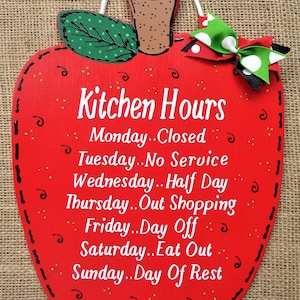 APPLE Kitchen Hours SIGN Wall Hanger Hanging Plaque Decor - Etsy