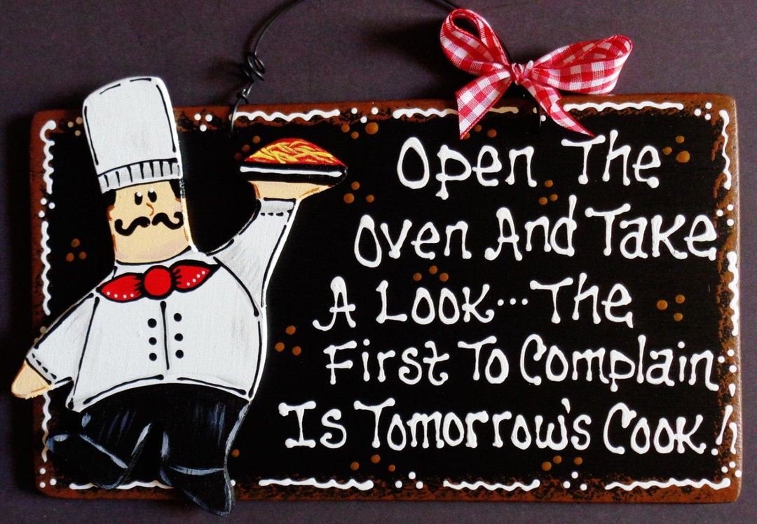 FAT CHEF OVERLAY Tomorrow's Cook Kitchen Sign Bistro Cucina Decor Wall ...