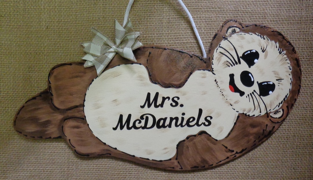 Personalized Otter Teacher Sign: Hand-painted Classroom Decor - Etsy