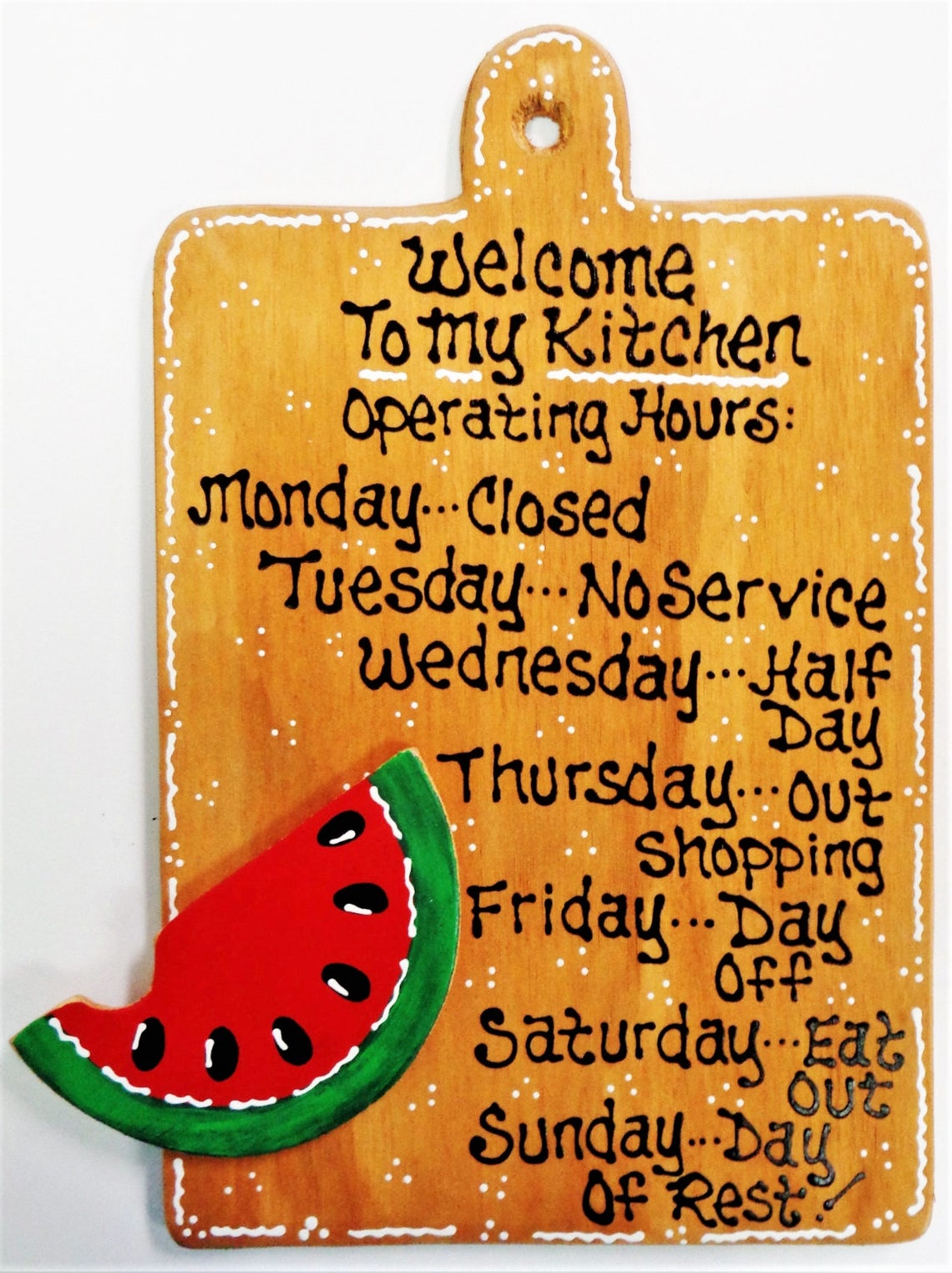 WATERMELON Kitchen Operating Hours Sign Plaque Wall Country Wood Crafts ...