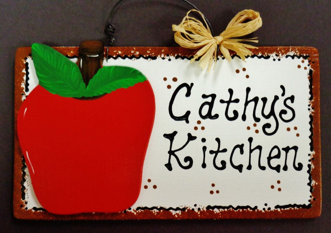 APPLE Personalized Name KITCHEN SIGN Decor Country Wood Wall Craft ...