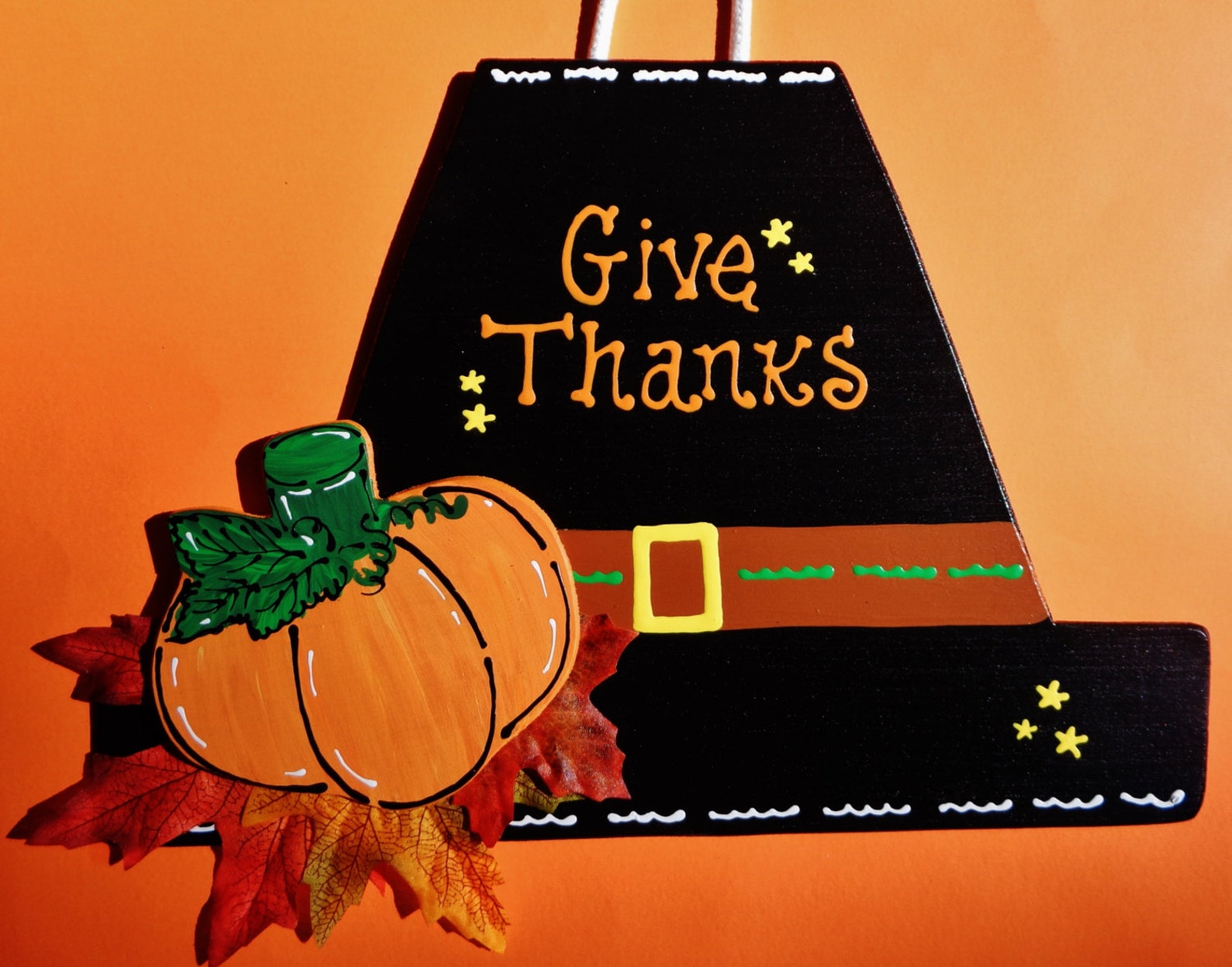 Give Thanks PILGRIM HAT Thanksgiving Sign Wall Hanger Plaque - Etsy