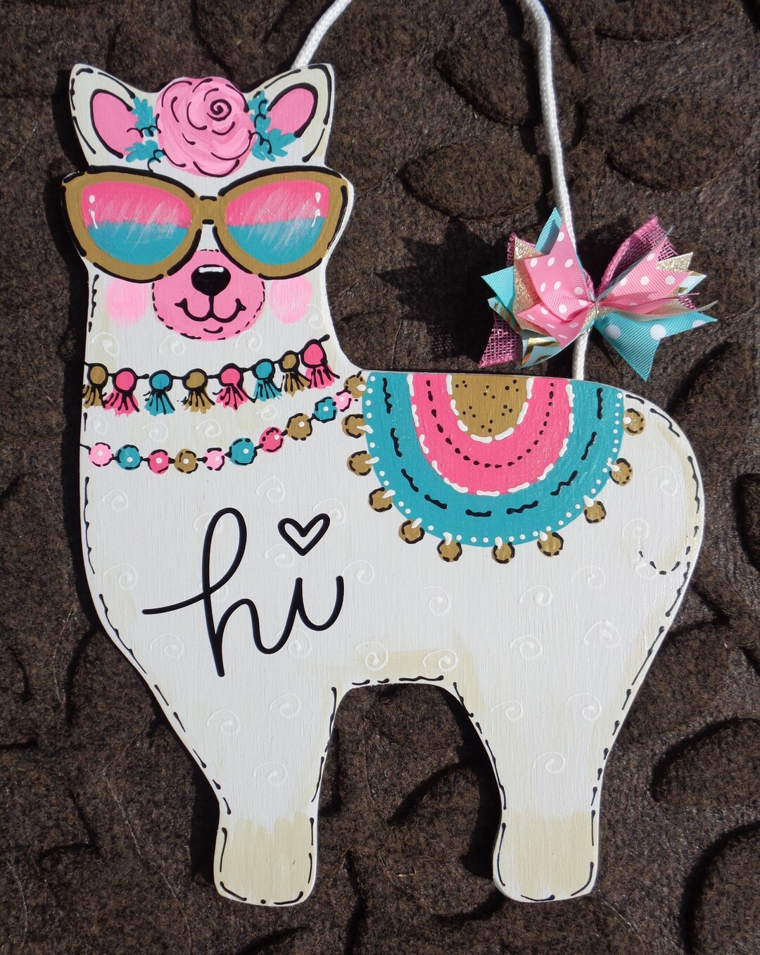 Personalized Llama Sign: Hand-painted Wooden Door Hanger - Etsy