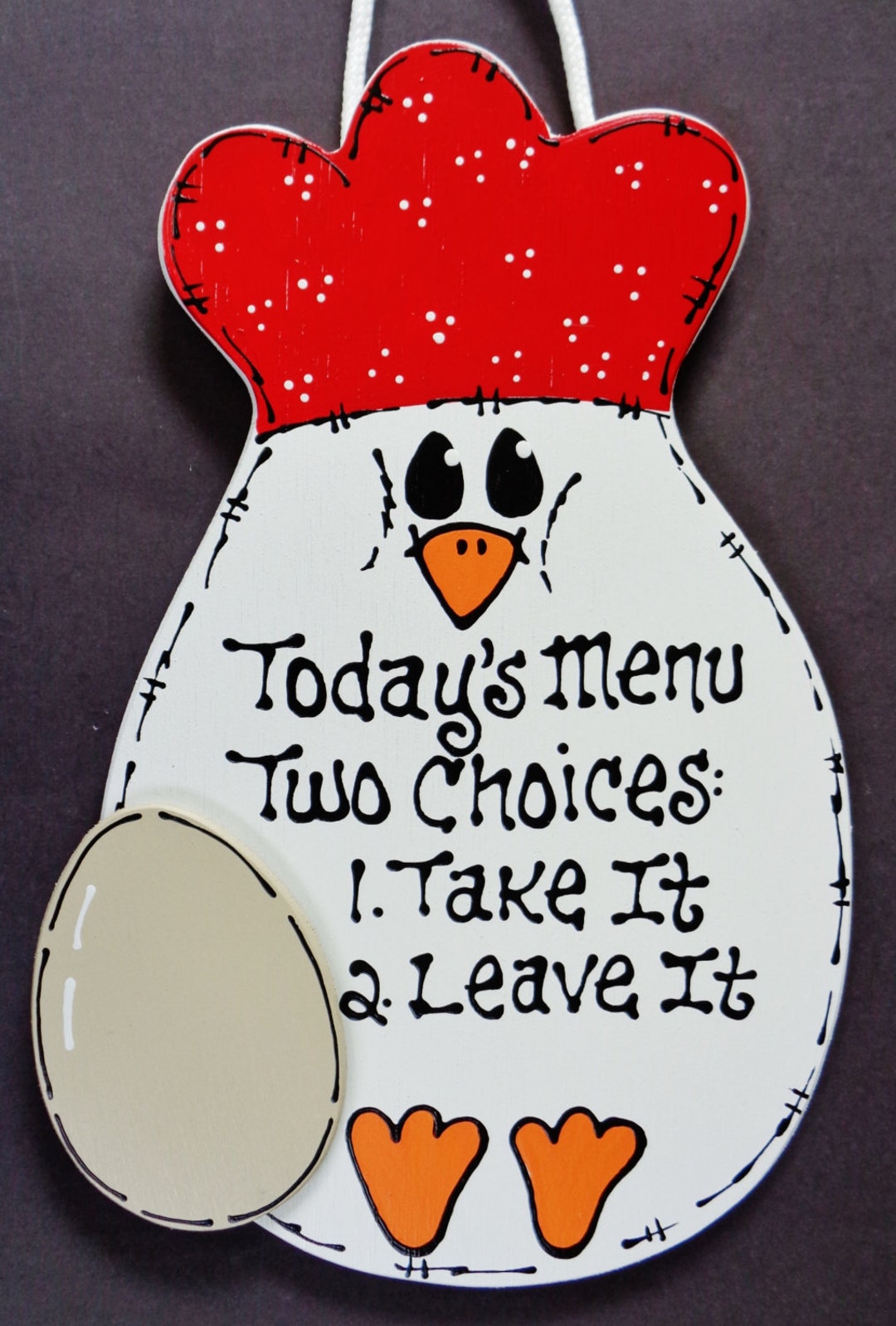 COUNTRY CHICKEN SIGN Today's Menu Kitchen Wall Hanger Plaque Rooster ...