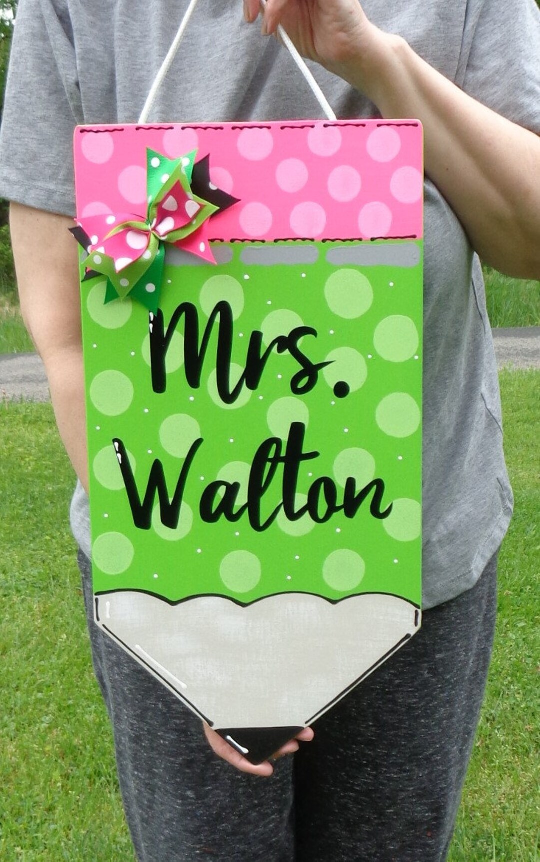 Personalized TEACHER PENCIL SIGN Name Green School Class Classroom Wall ...