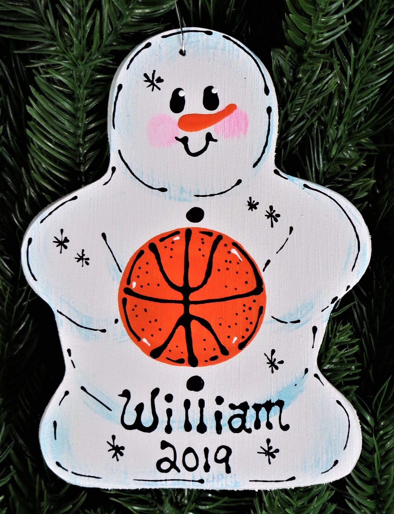 Personalized Basketball ORNAMENT Snowman U Choose NAME & YEAR Christmas ...