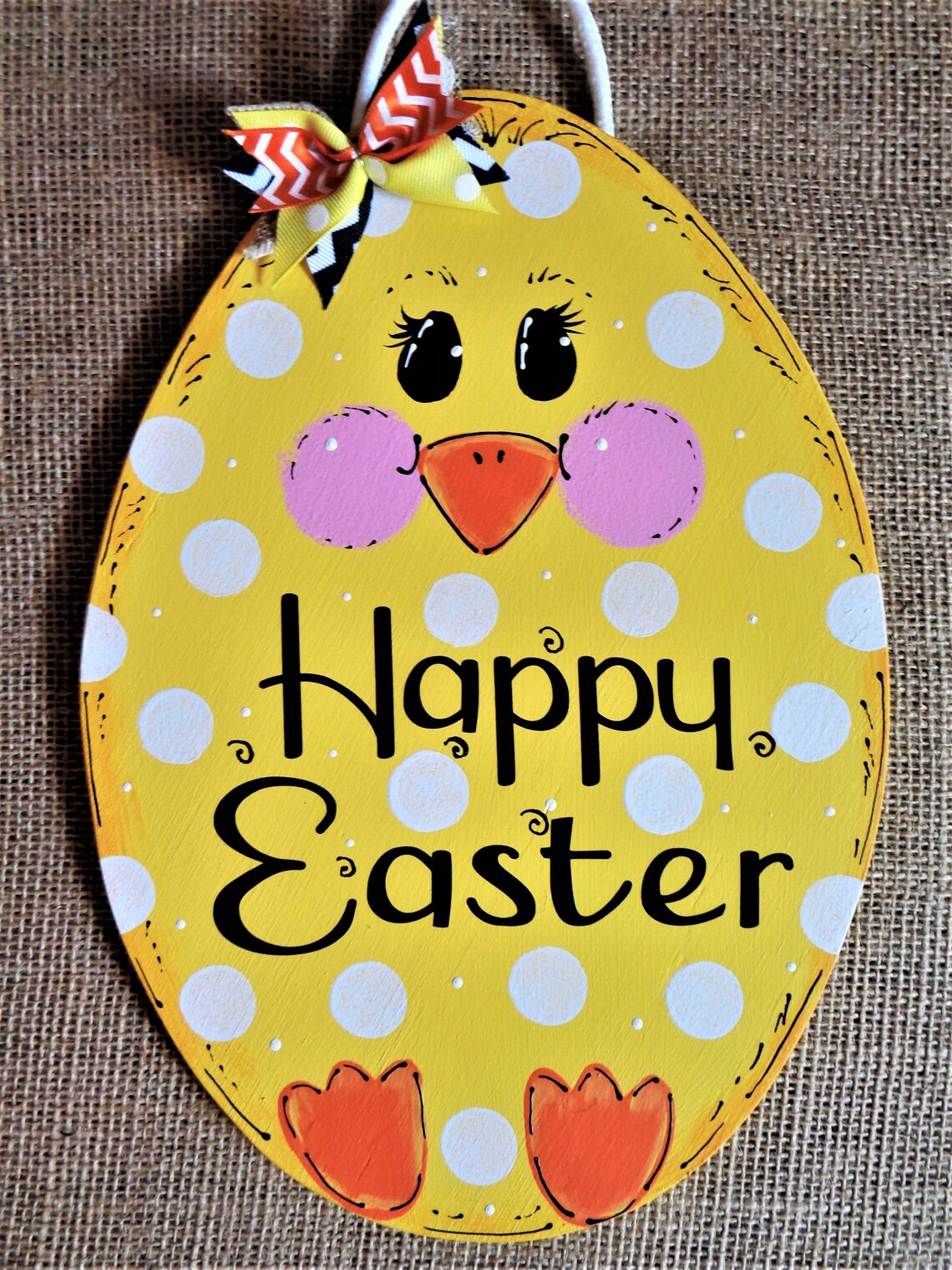 HAPPY EASTER CHICK Egg Wall Art Door Sign Hanger Hanging - Etsy