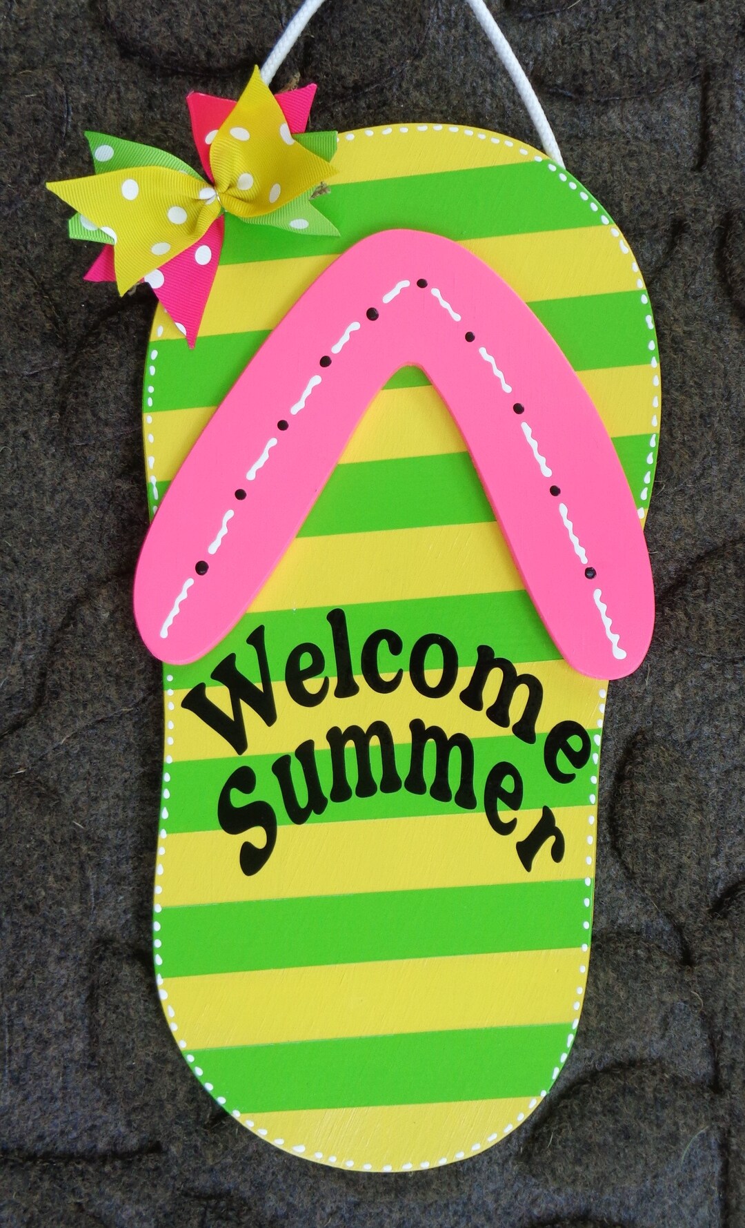 Welcome Summer FLIP FLOPS Sign Wall Art Hanger Deck Patio Pool Tiki Hot ...