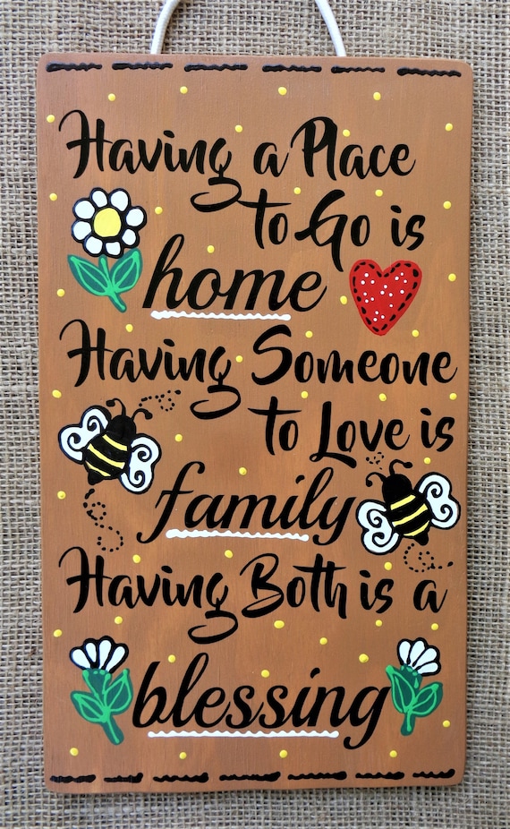 Home Love Family Blessing SIGN Wall Art Door Hanger Bumblebee | Etsy