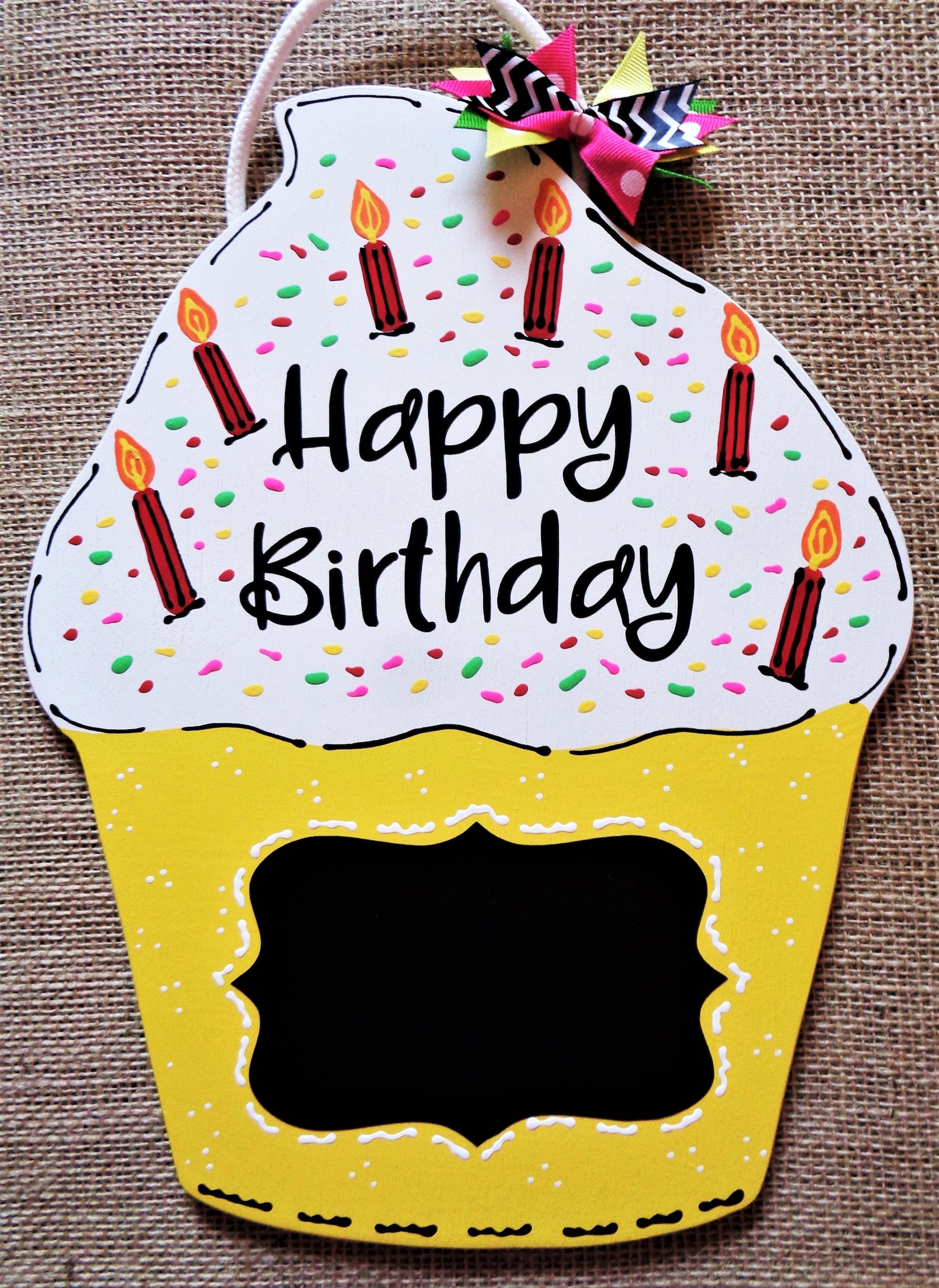 HAPPY BIRTHDAY CHALKBOARD Cupcake Sign Wall Art Door Hanger - Etsy