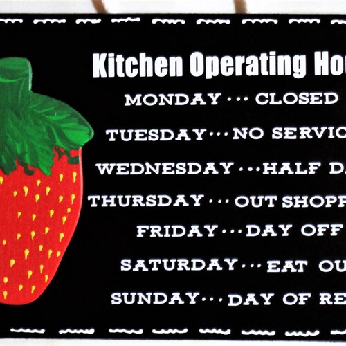 STRAWBERRY Kitchen Hours SIGN Wall Hanger Hanging Plaque Decor - Etsy