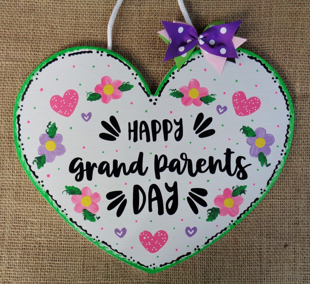 Floral HAPPY GRANDPARENT'S DAY Sign Wall Art Hanger Hanging Plaque ...