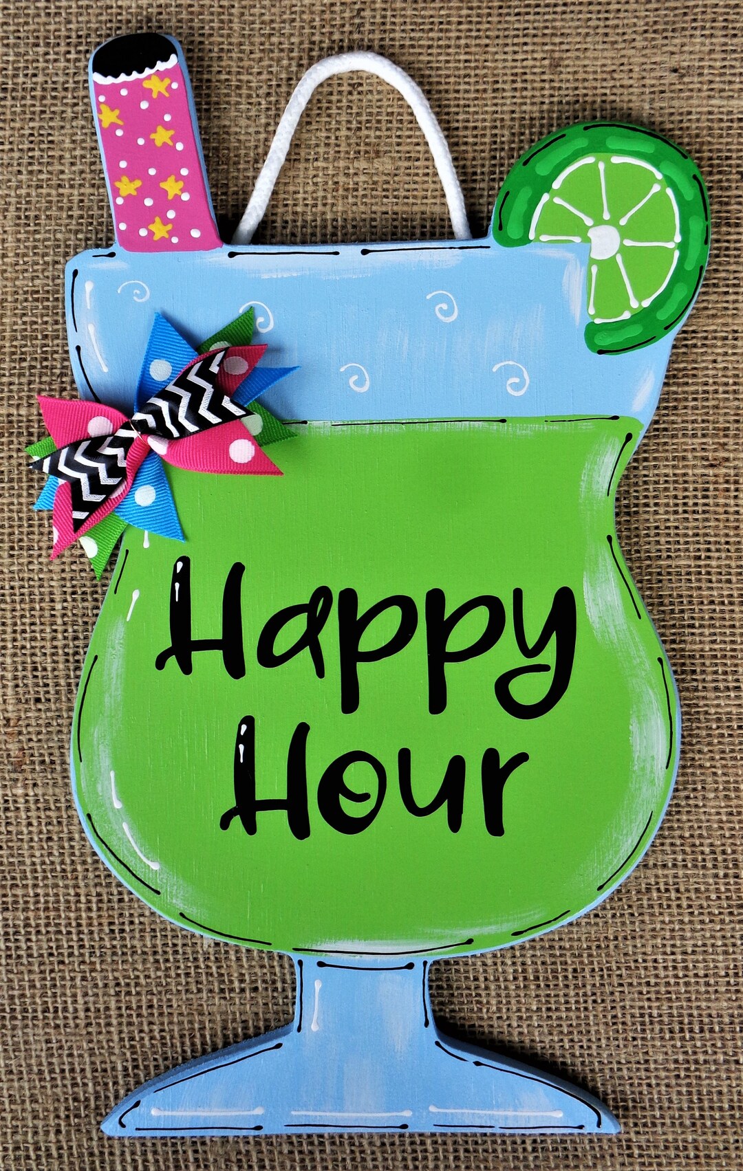 Happy Hour TROPICAL DRINK SIGN Seasonal Wall Plaque Home Family Deck ...