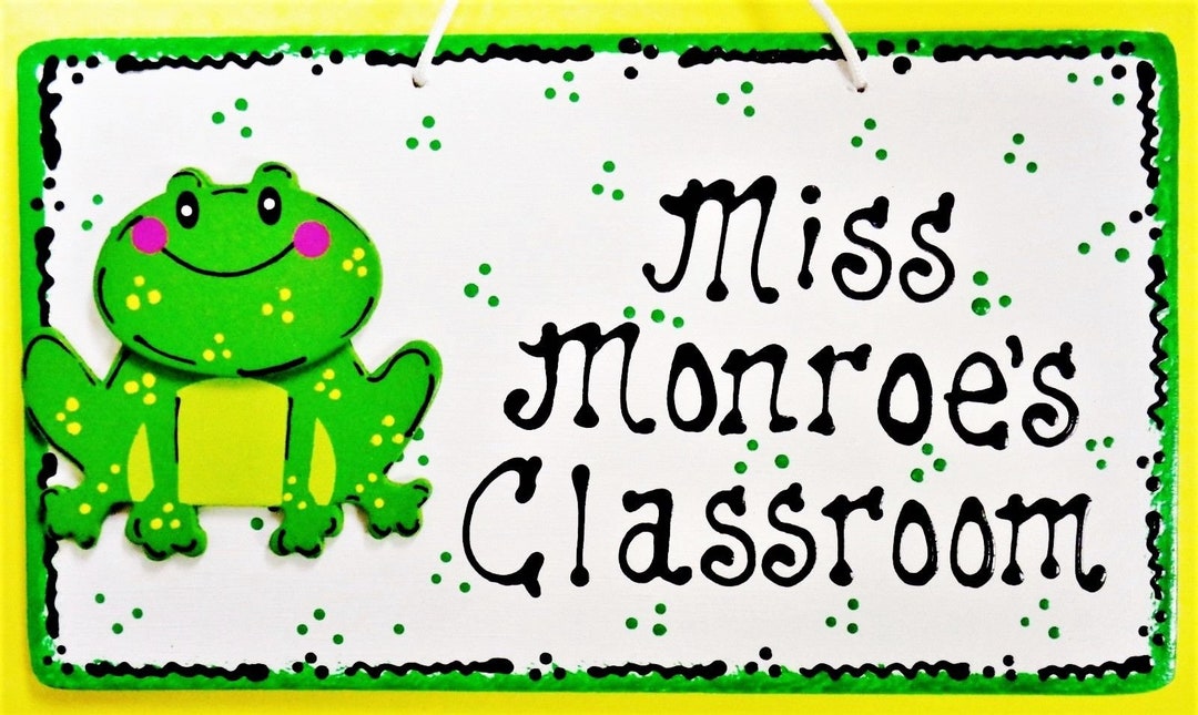 Personalized FROG TEACHER SIGN School Name Classroom Plaque Wall Door ...