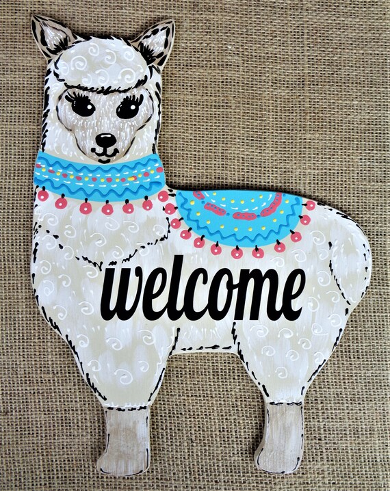 Welcome LLAMA SIGN Wall Art Door Hanging Hanger Plaque Holiday - Etsy
