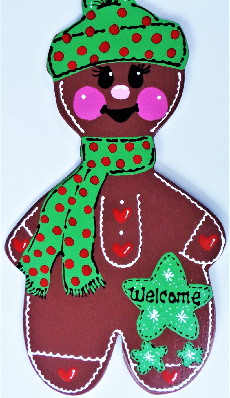 Welcome GINGERBREAD BOY SIGN Winter Season Holiday Plaque Christmas ...