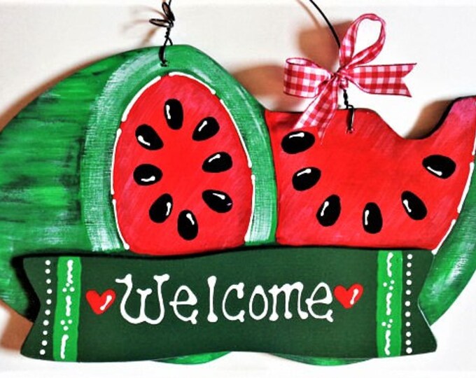 WATERMELON Welcome SIGN Hanger Plaque Home Porch Deck Patio - Etsy