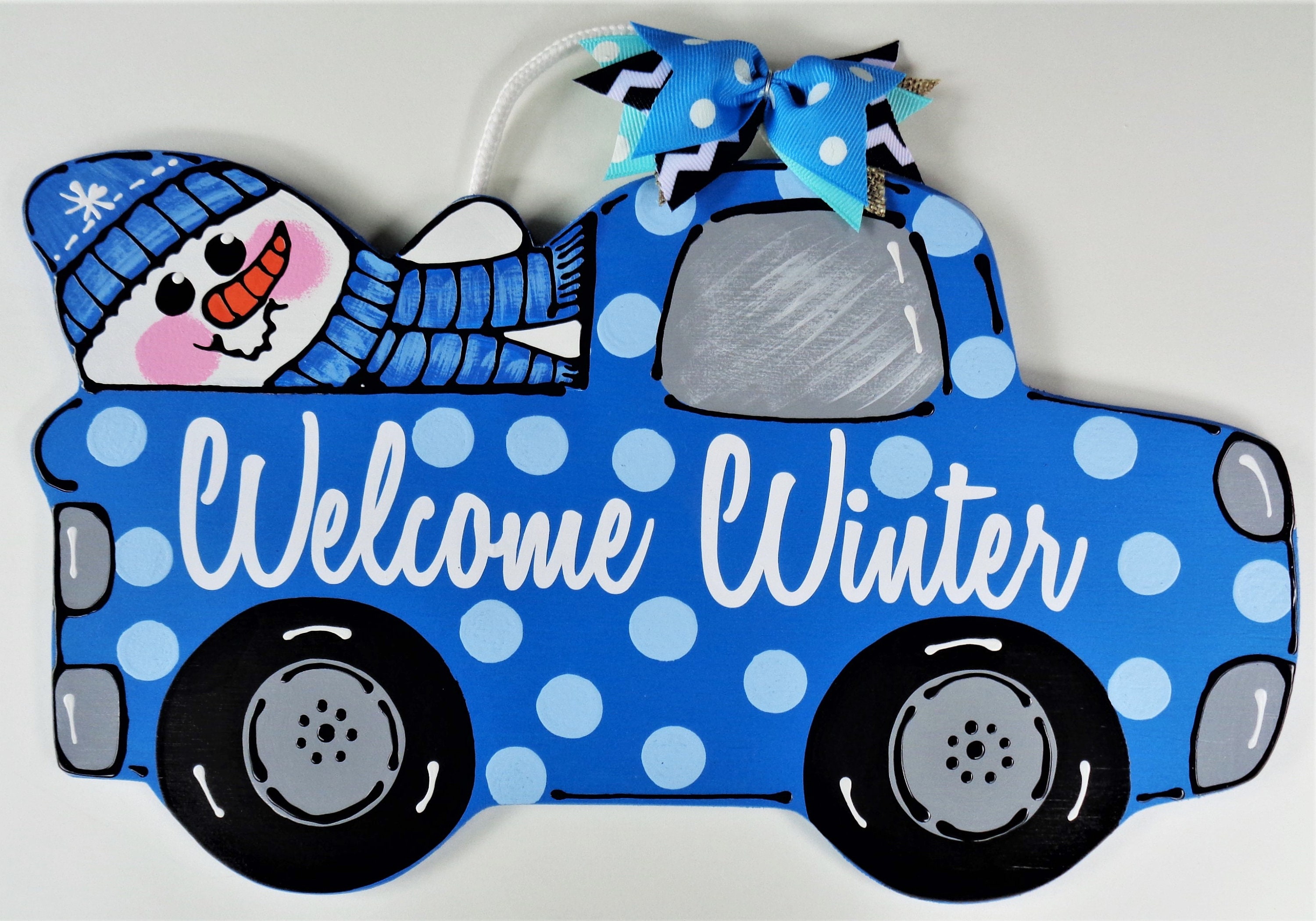 Welcome Winter Vintage Style SNOWMAN TRUCK w/Polka Dots SIGN | Etsy