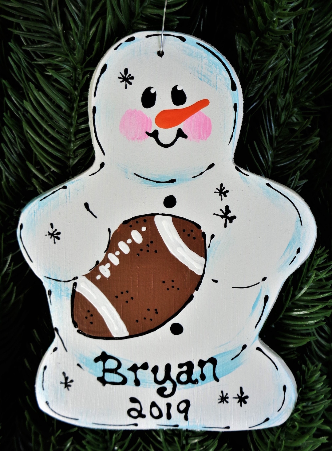 Personalized Football ORNAMENT Snowman U Choose NAME & YEAR Christmas ...
