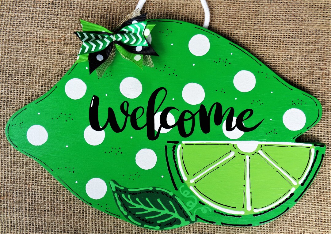WELCOME LIME Tiki Bar SIGN Wall Plaque Home Hot Tub Deck Patio Summer ...