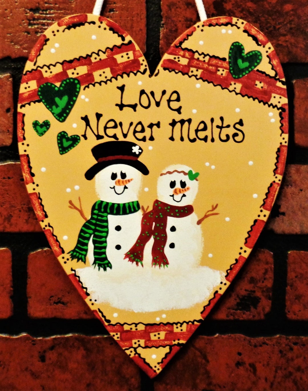 SNOWMEN Love Never Melts SIGN Christmas Winter Snowman Country Wood ...