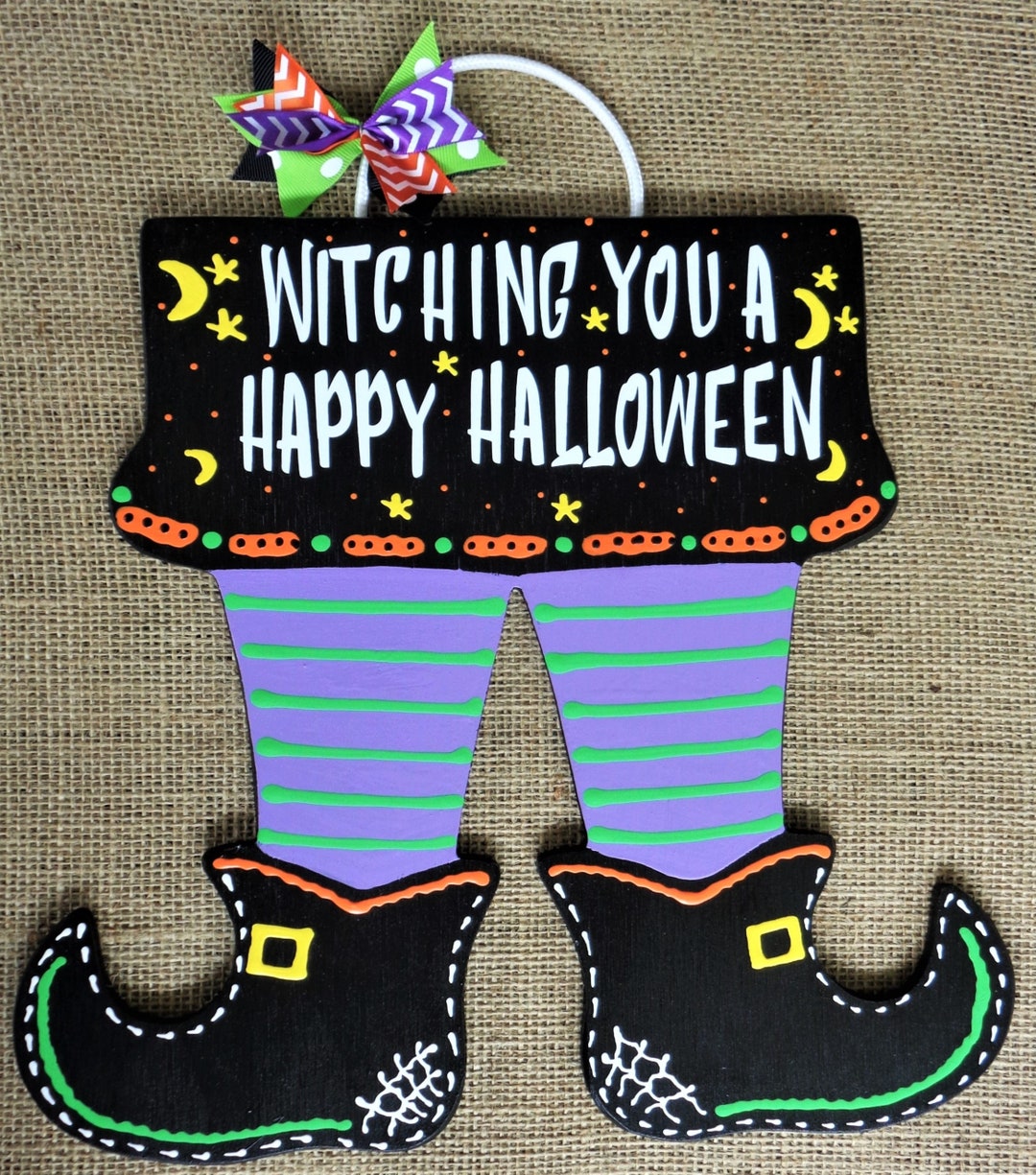 WITCHING You A Happy HALLOWEEN Witch SIGN Wood Door Plaque Holiday ...