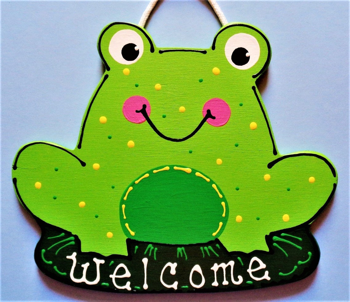 FROG WELCOME Shaped SIGN Wall Plaque Home Family Deck Patio - Etsy
