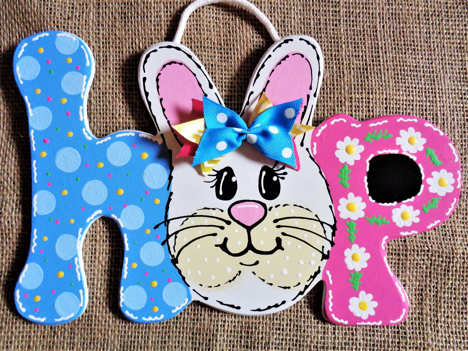 HOP Easter Bunny Rabbit Door SIGN Wall Art Hanging Hanger - Etsy