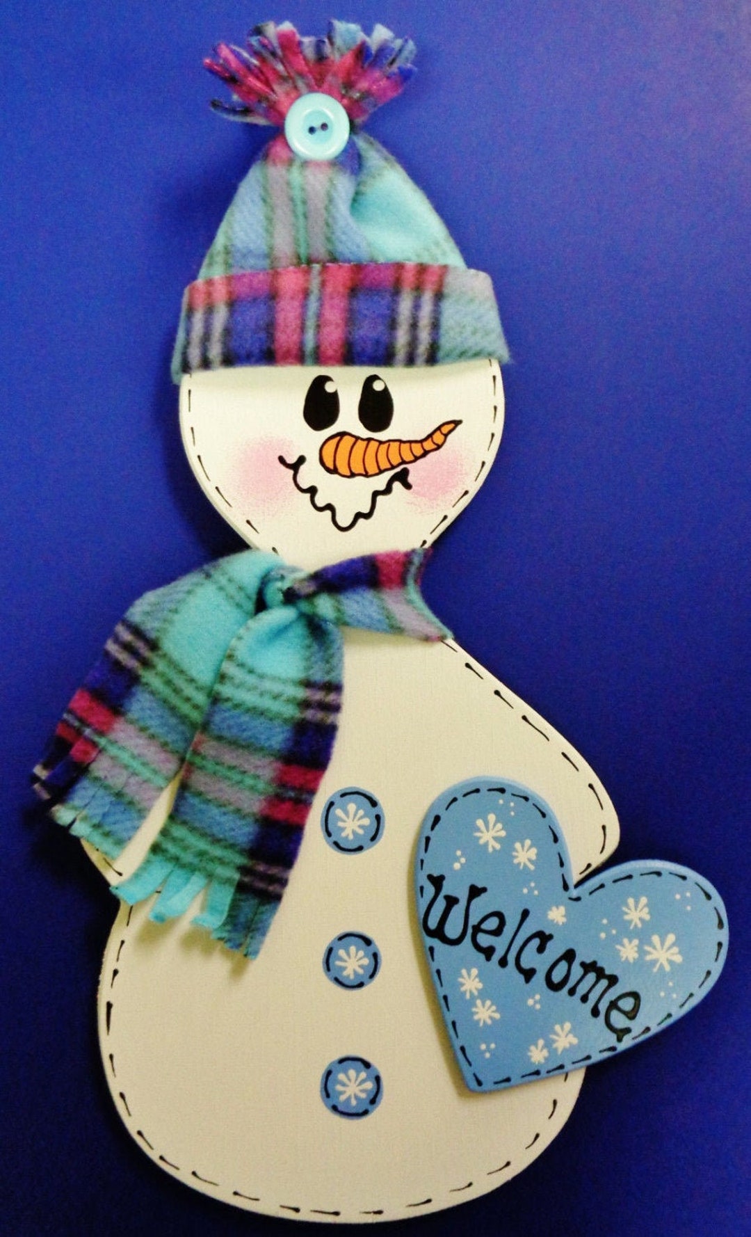 WELCOME SNOWMAN SIGN Winter Season Holiday Plaque Christmas Wall & Door ...