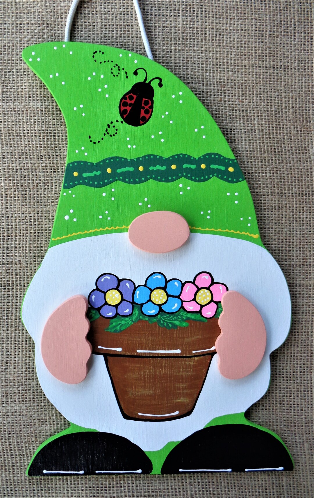 SPRINGTIME GNOME SIGN Wall Art Door Hanger Plaque Holiday Seasonal ...