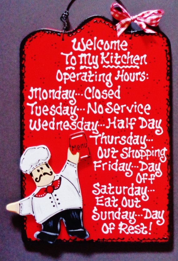 FAT CHEF Kitchen Operating Hours SIGN Plaque Wood Wall Bistro | Etsy