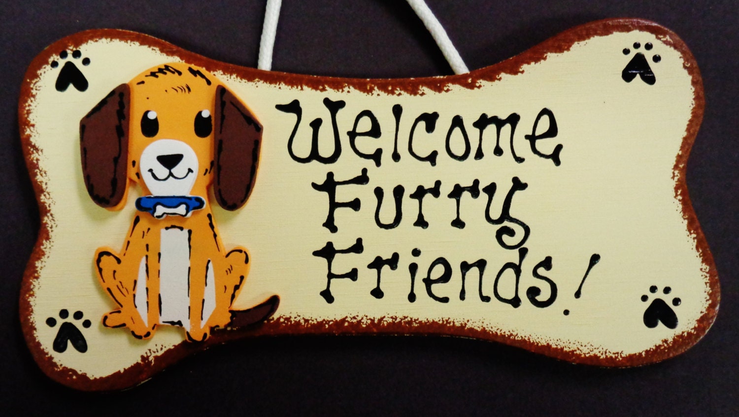 DOG BONE Welcome Furry Friends SIGN Plaque Pet Groomer Puppy Kennel ...