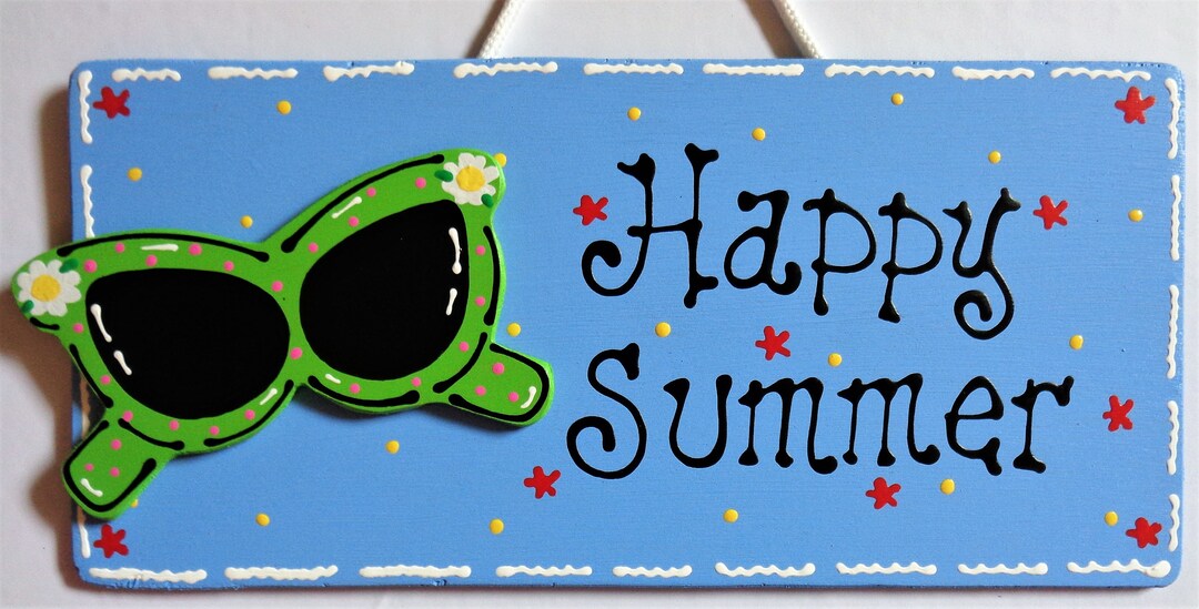 SUNGLASSES Happy Summer SIGN Wall Hanging Plaque Home Deck Backyard ...