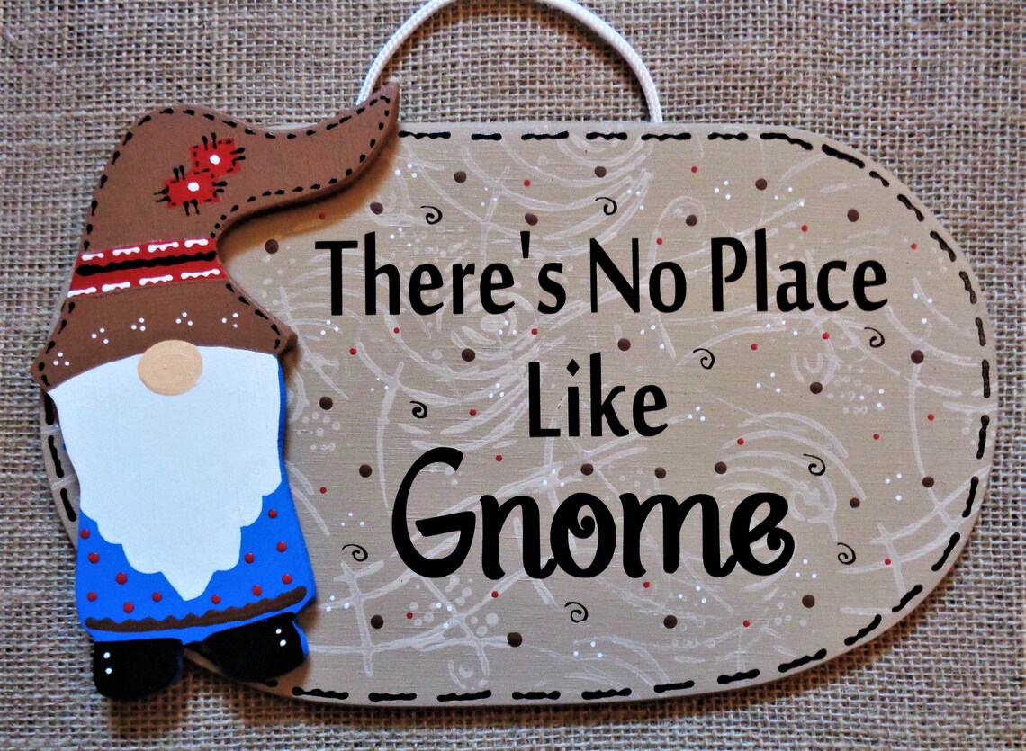 There's No Place Like GNOME SIGN Wall Art Door Hanger - Etsy