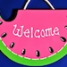 WELCOME Red Watermelon SIGN Wall Art Door Hanger Plaque Pool Backyard ...