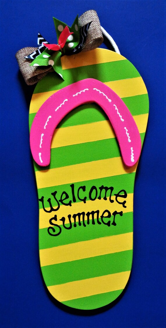 Welcome Summer FLIP FLOPS Sign Wall Art Hanger Deck Patio Pool | Etsy
