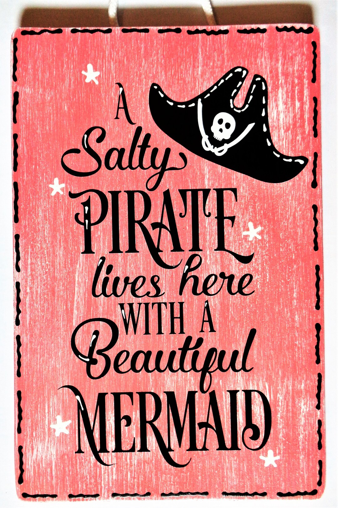 Salty PIRATE Lives Here With MERMAID SIGN Wall Plaque Beach Pool Deck ...